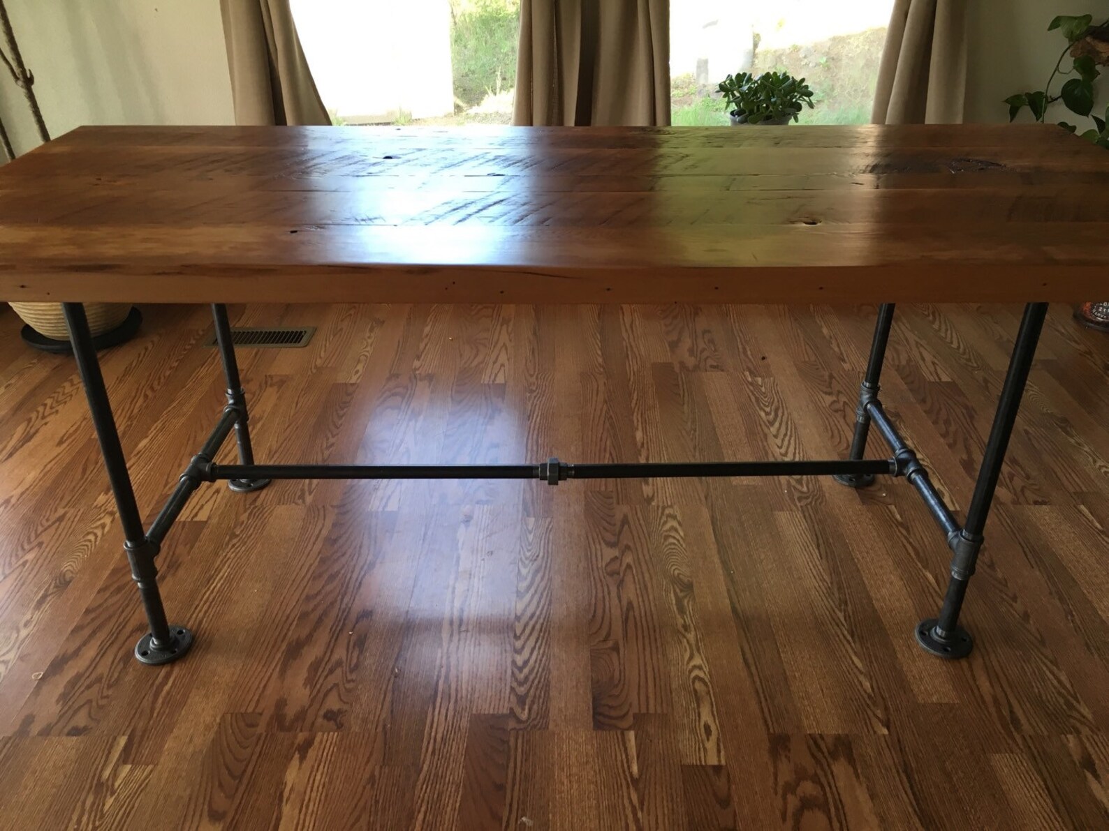 Reclaimed Wood and Pipe Table. Industrial Table. Black Iron Pipe Table ...