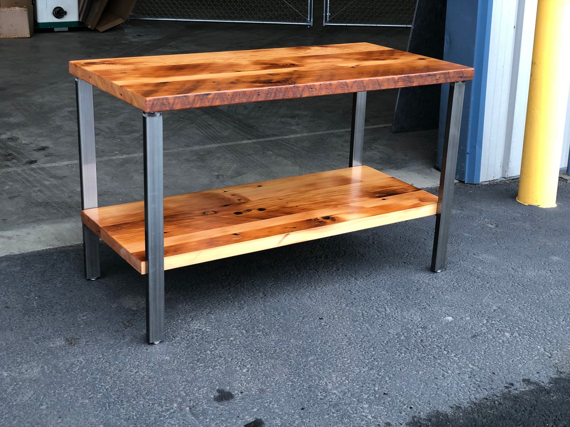 Reclaimed Wood Table With Shelf. Salvaged Table. Old Table. - Etsy