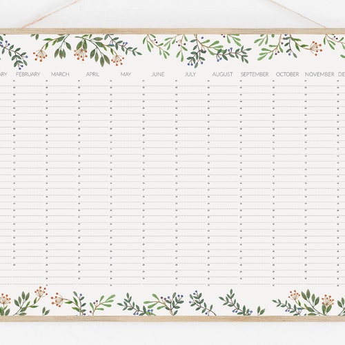 Perpetual Birthday Calendar Wall Planner Botanical Leaves - Etsy