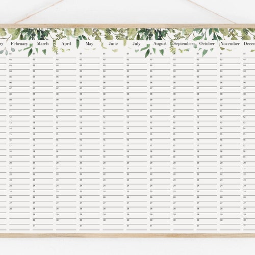 Perpetual Birthday Calendar Wall Planner Botanical Leaves - Etsy
