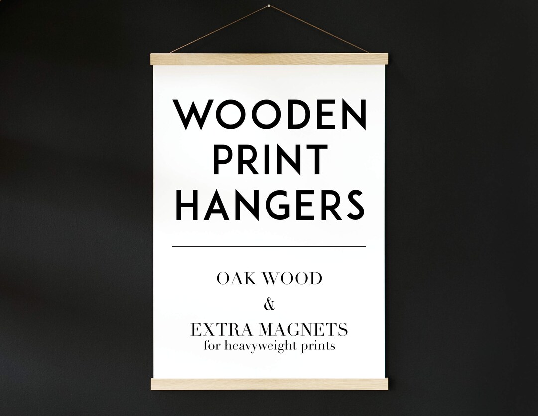 Wooden Print Hanger - Oak Poster Hanger, Magnetic Hanger - Etsy