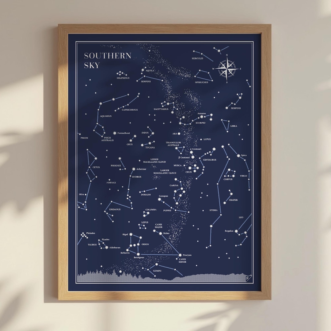 Southern Sky Star Map Print – Constellation Poster, Little Astronomer ...