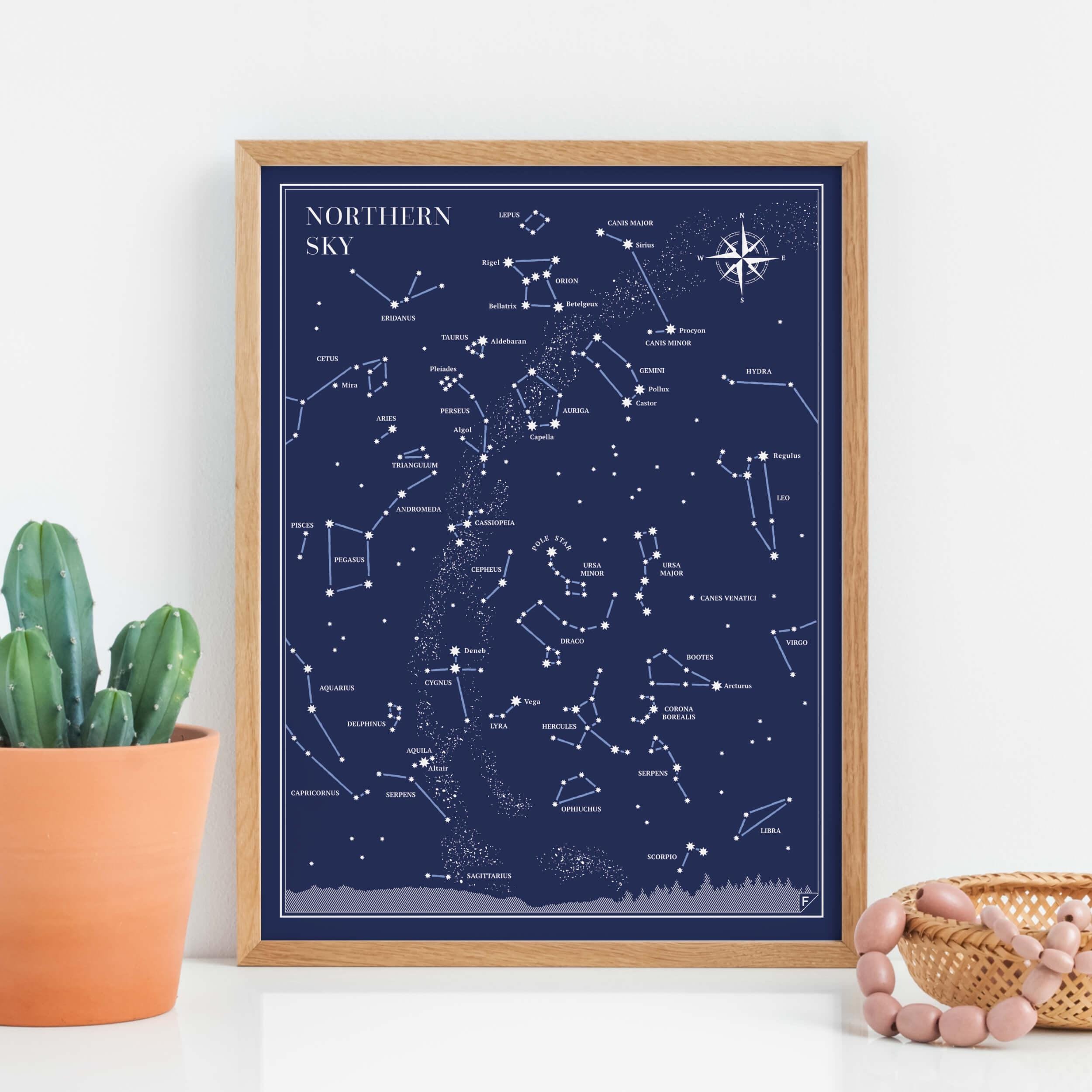 Northern Sky Star Map Print – Constellation Poster, Little Astronomer ...