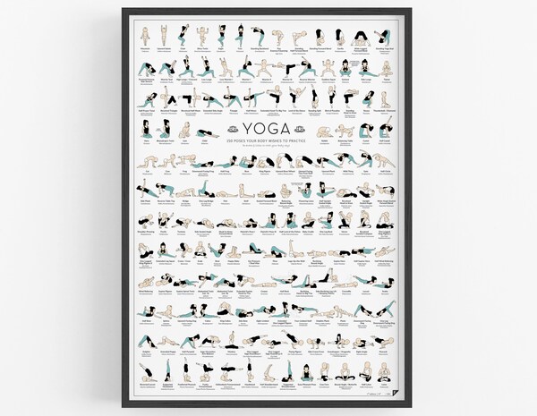 Digital Download Yoga Poses Poster 24x36 Yoga Chart Yoga Pose Poster Print Wall Art Yoga Poster ...