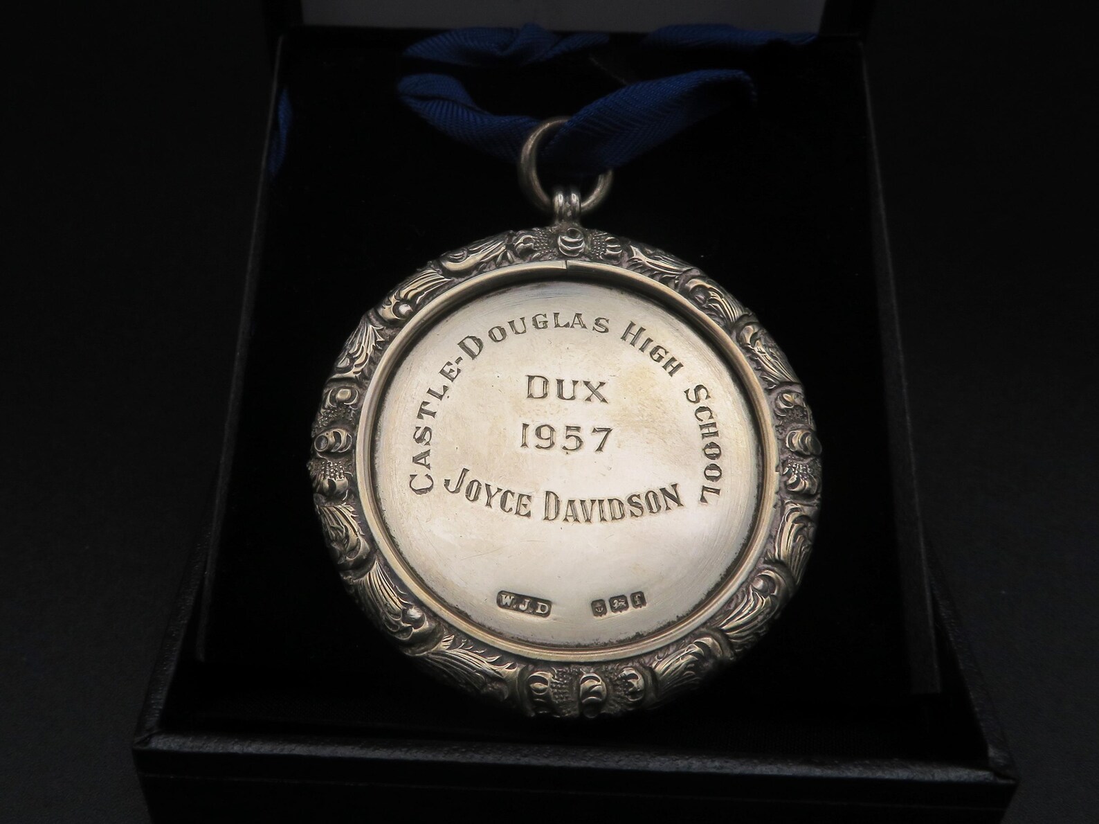 Cased Sterling Silver School Dux Medal 1957, Castle Douglas High School ...