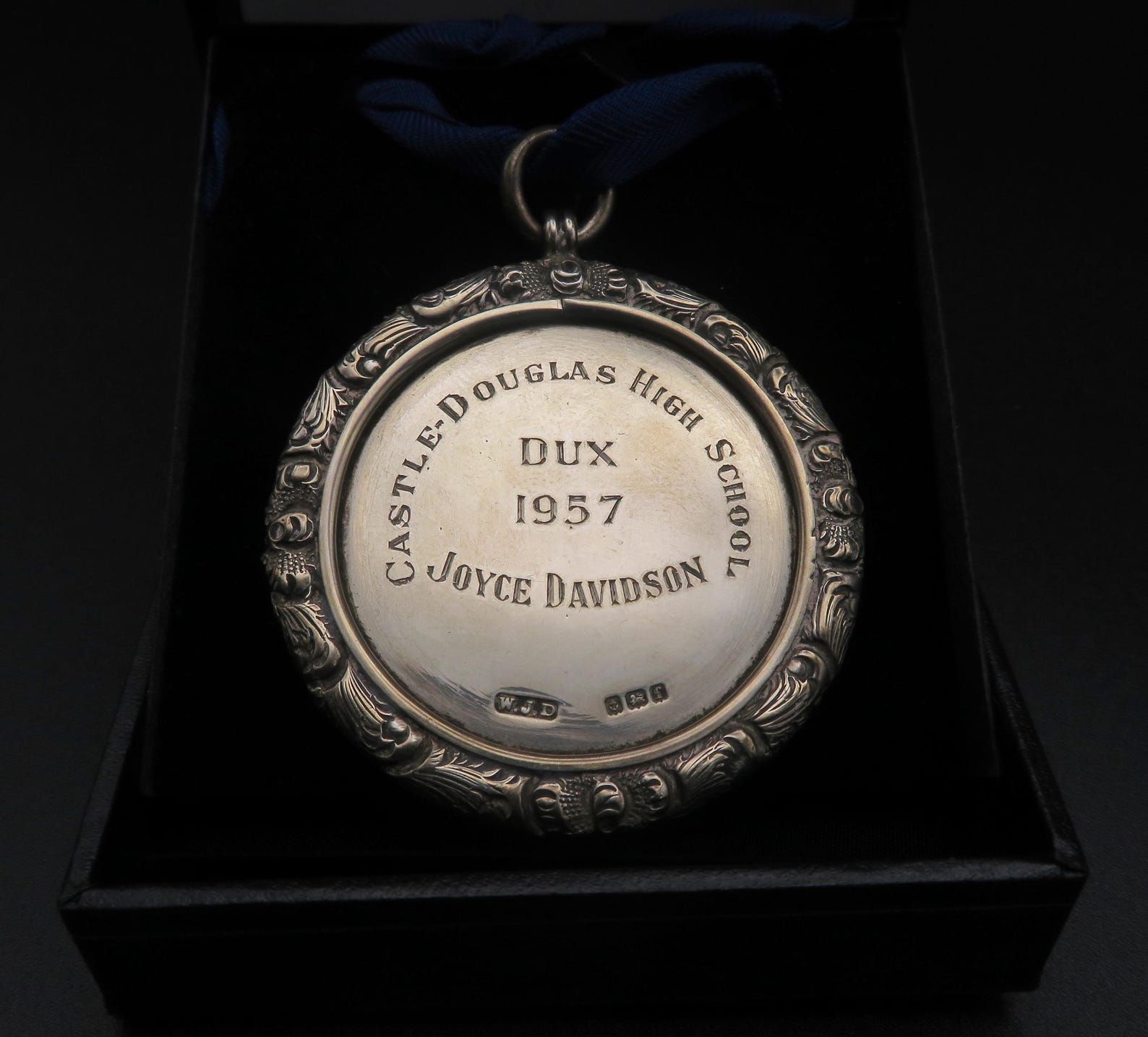 Cased Sterling Silver School Dux Medal 1957, Castle Douglas High School ...