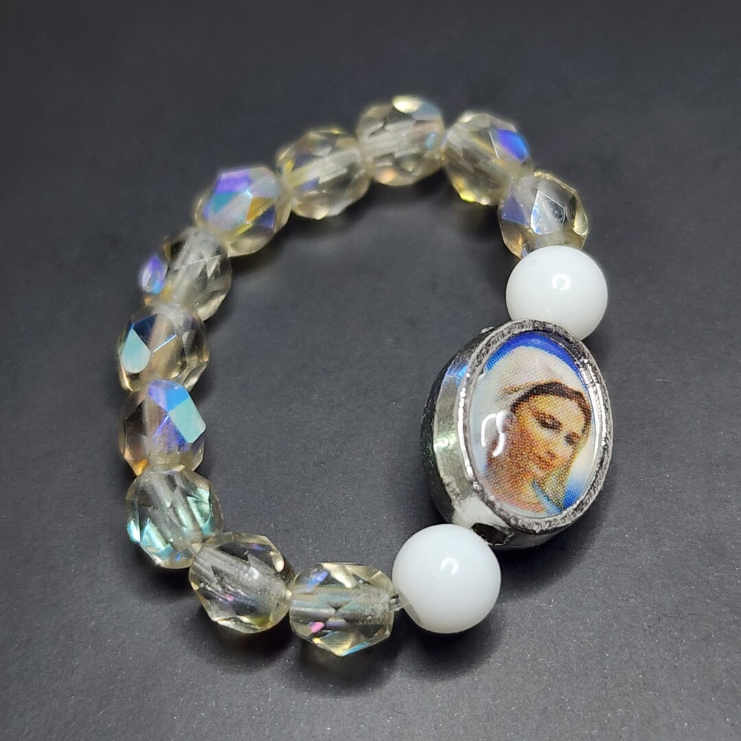 Virgin Mary Catholic Beaded Ring ~ Stretch Ring - Stackable Bead Rings ...