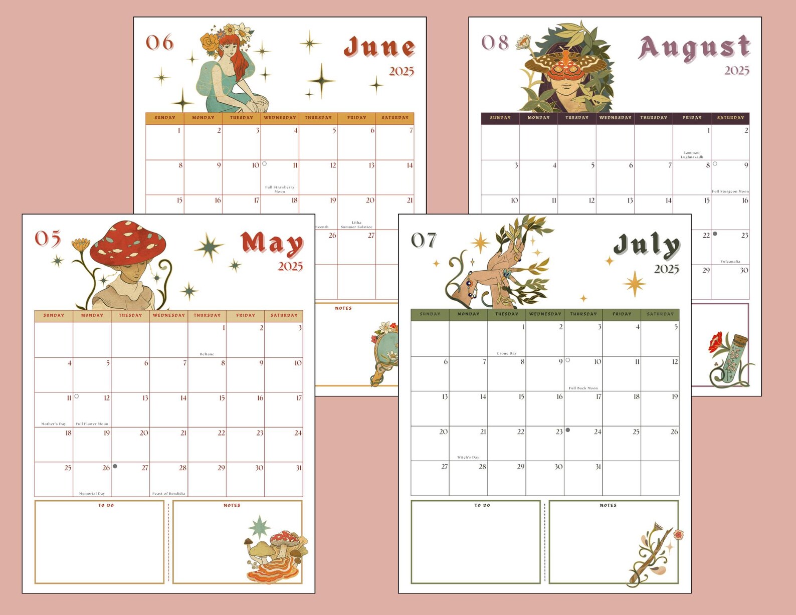 2025 Witchy Calendar - Printable Monthly Calendar - Etsy