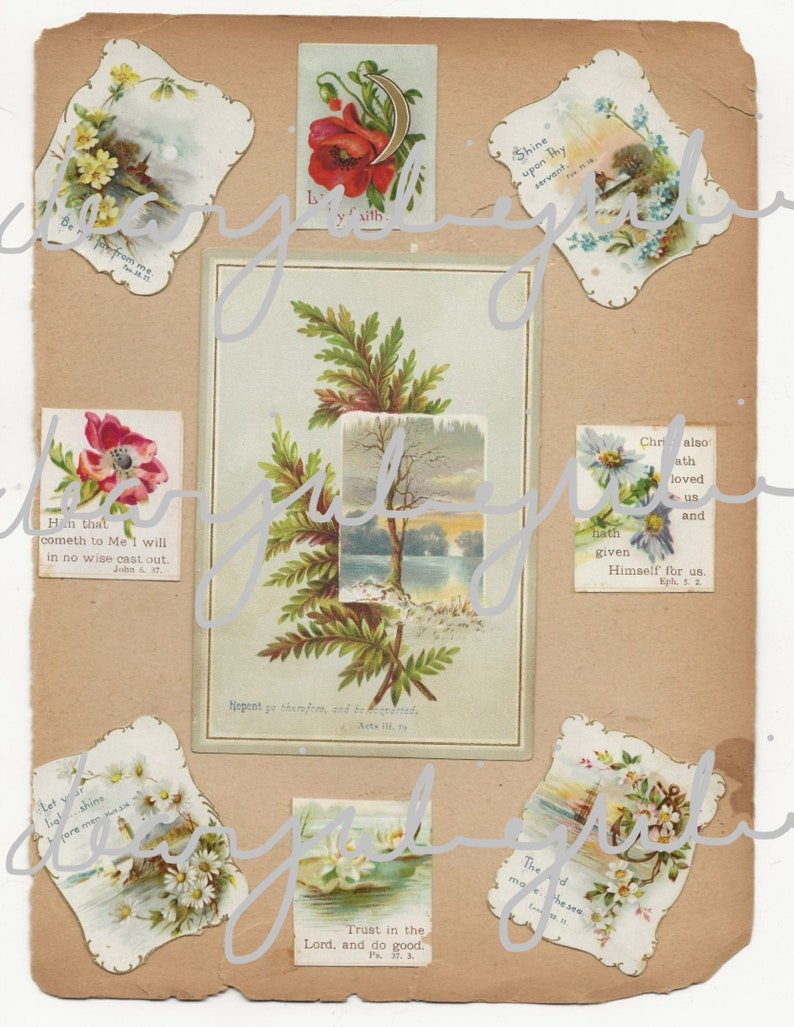 Digital Antique Bible Verse Cards Ephemera Digital Kit ... - Etsy