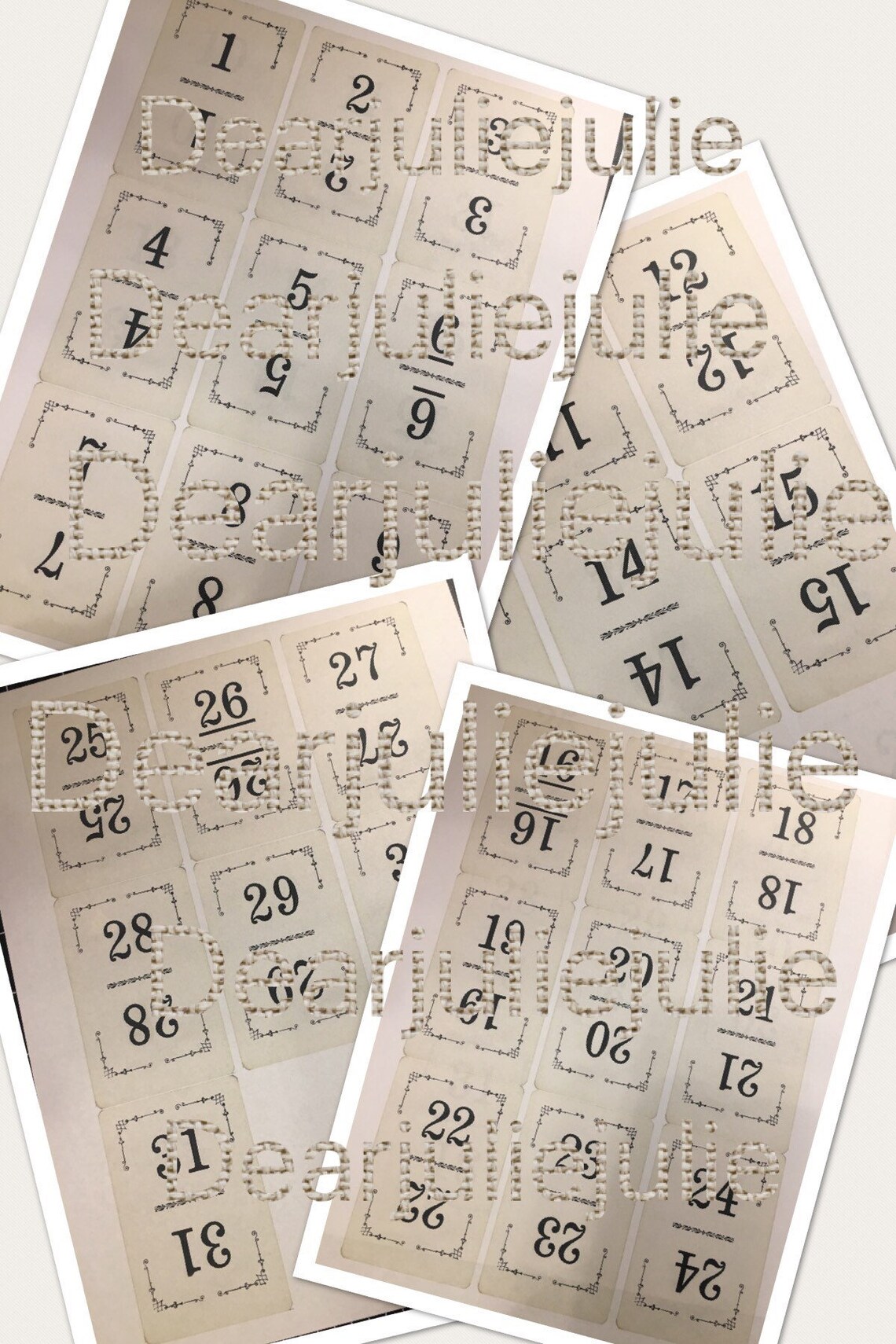 Digital Flinch Number Cards 1 31... Digital Antique Flinch | Etsy