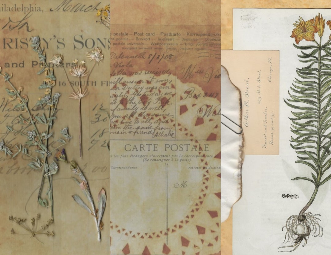 Digital - Golden Floral Notes Pages & Ephemera Digital Kit - Pressed ...