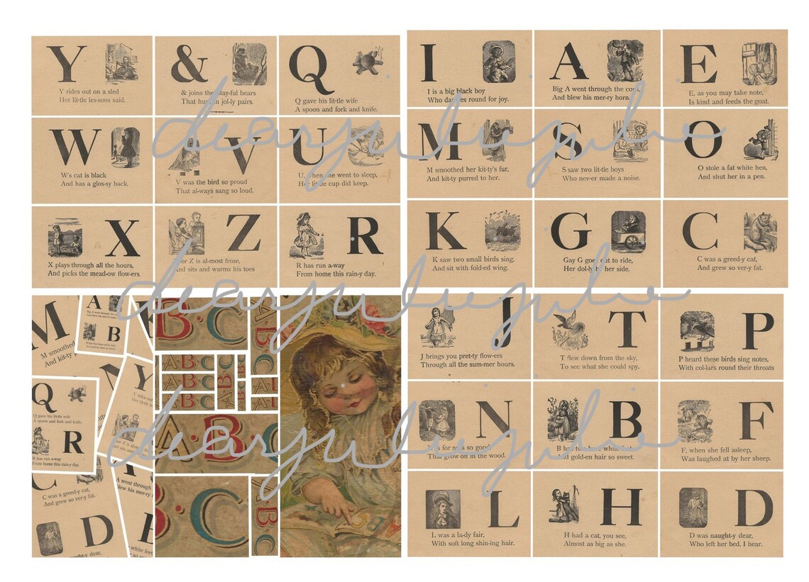 Digital Delux Antique ABC Journal Pages & Ephemera Digital | Etsy