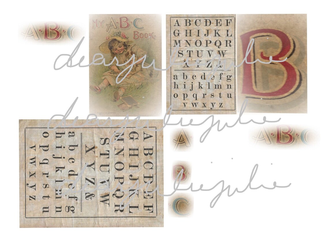 Digital Delux Antique ABC Journal Pages & Ephemera Digital | Etsy