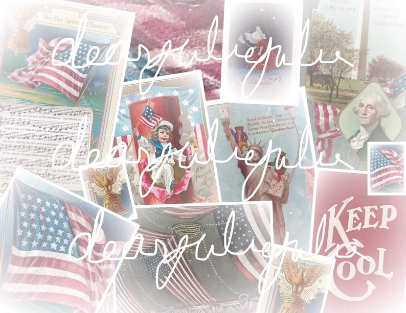 Digital - Patriotic Red White Blue Journal Pages & Ephemera Digital Kit ...