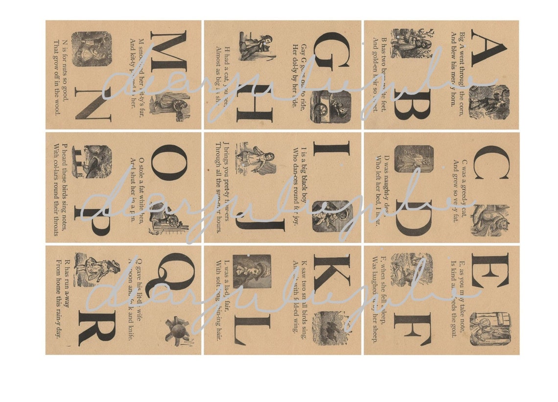 Digital Delux Antique ABC Journal Pages & Ephemera Digital | Etsy