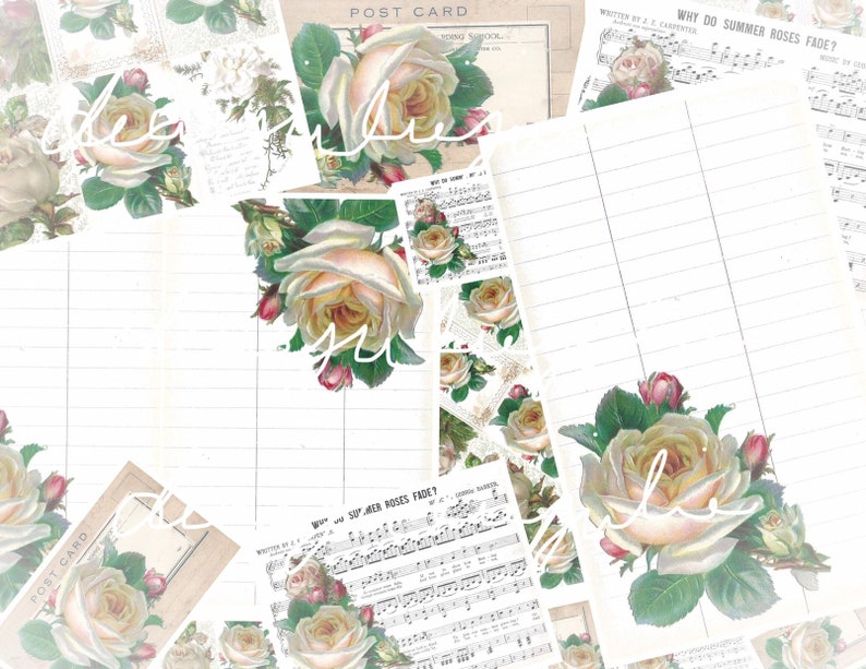 Digital Antique Roses Journal Pages & Ephemera Digital - Etsy