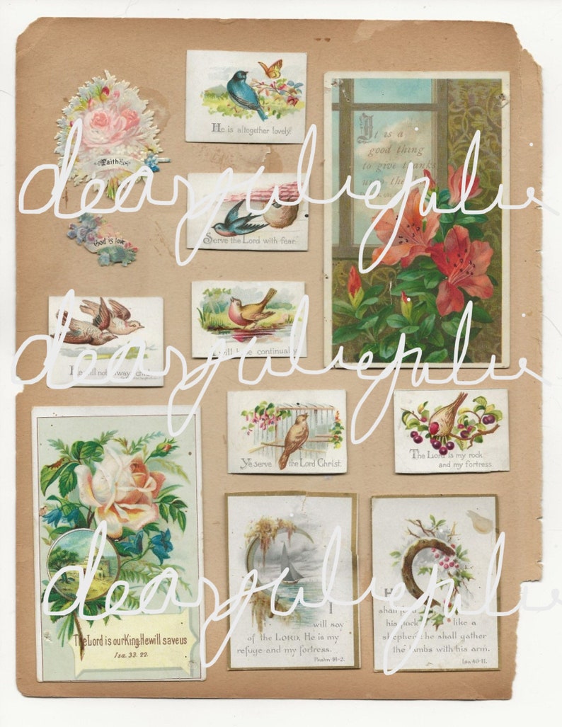 Digital Antique Bible Verse Cards Ephemera Digital Kit ... - Etsy