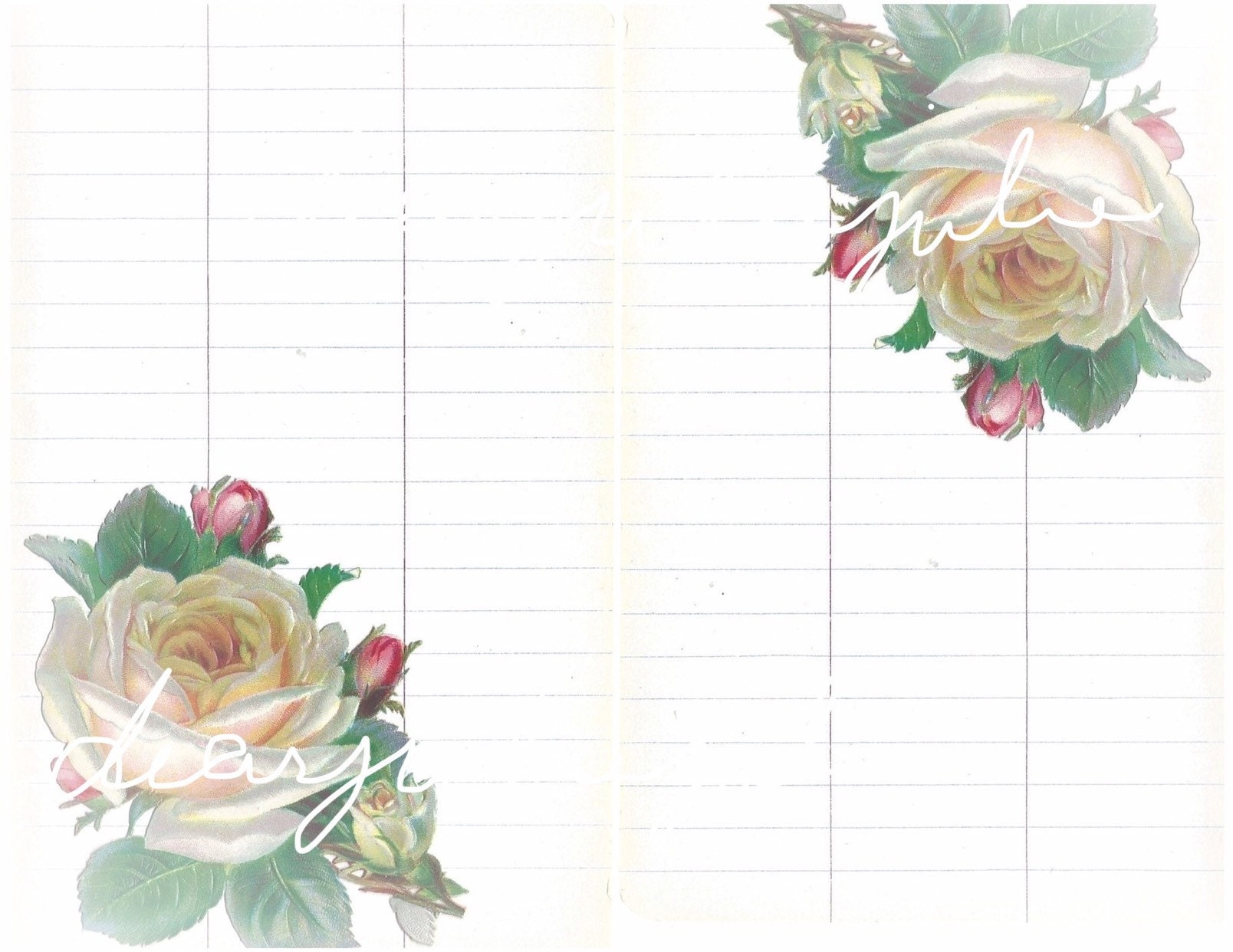 Digital Antique Roses journal pages & ephemera digital | Etsy