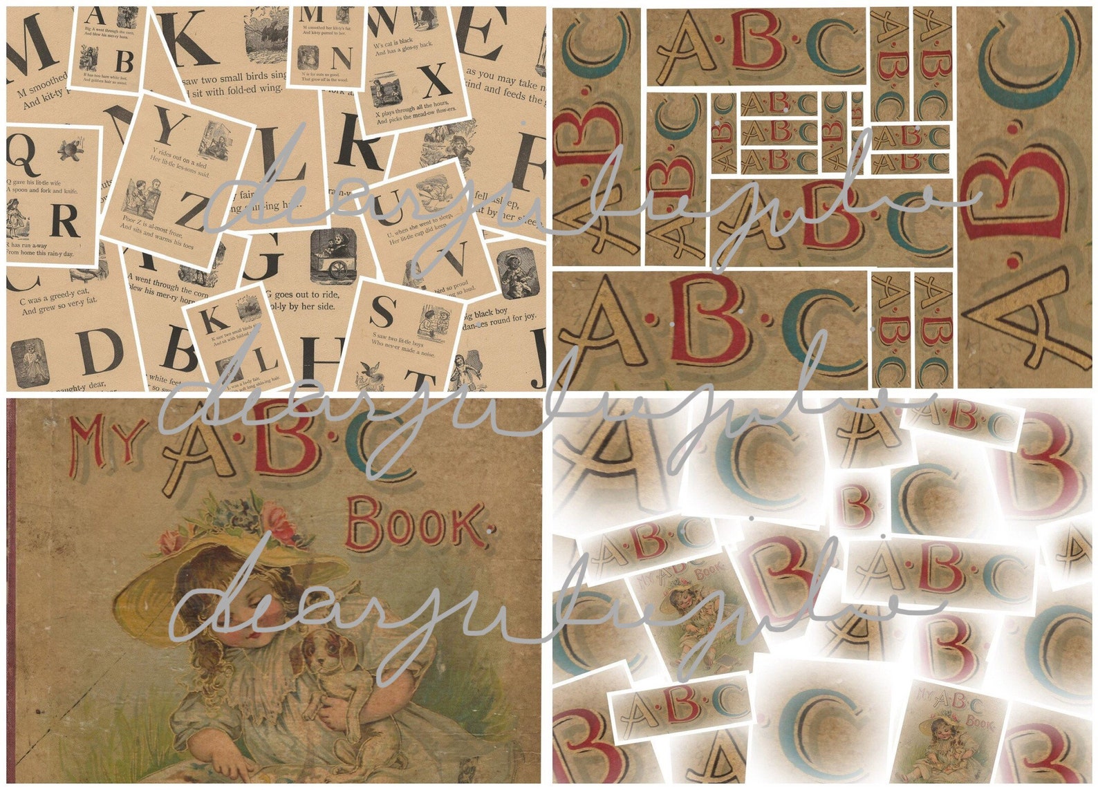 Digital Delux Antique ABC Journal Pages & Ephemera Digital | Etsy