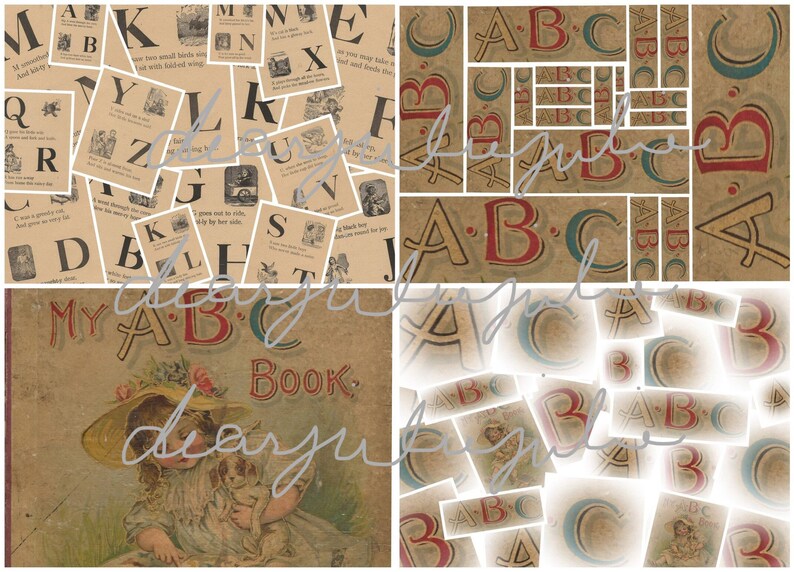 Digital Delux Antique ABC Journal Pages & Ephemera Digital | Etsy