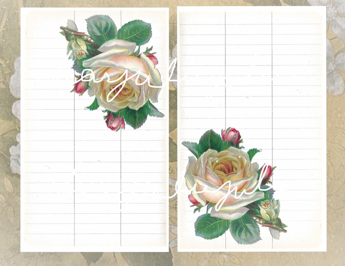 Digital - Antique Roses Journal Pages & Ephemera Digital Kit... Digital ...