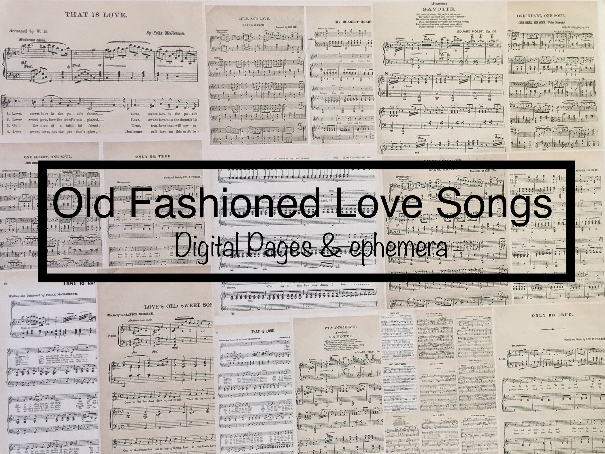 Digital Music Old Fashioned Love Songs Music Pages & - Etsy