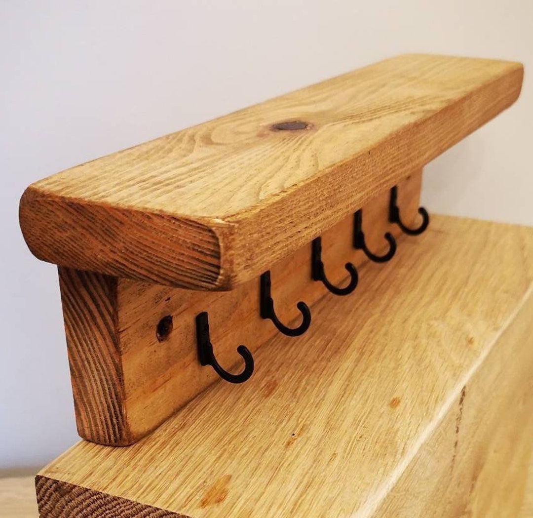 Wooden Key Hooks and Shelf, Home Decor Organisation Tidy Home Key ...