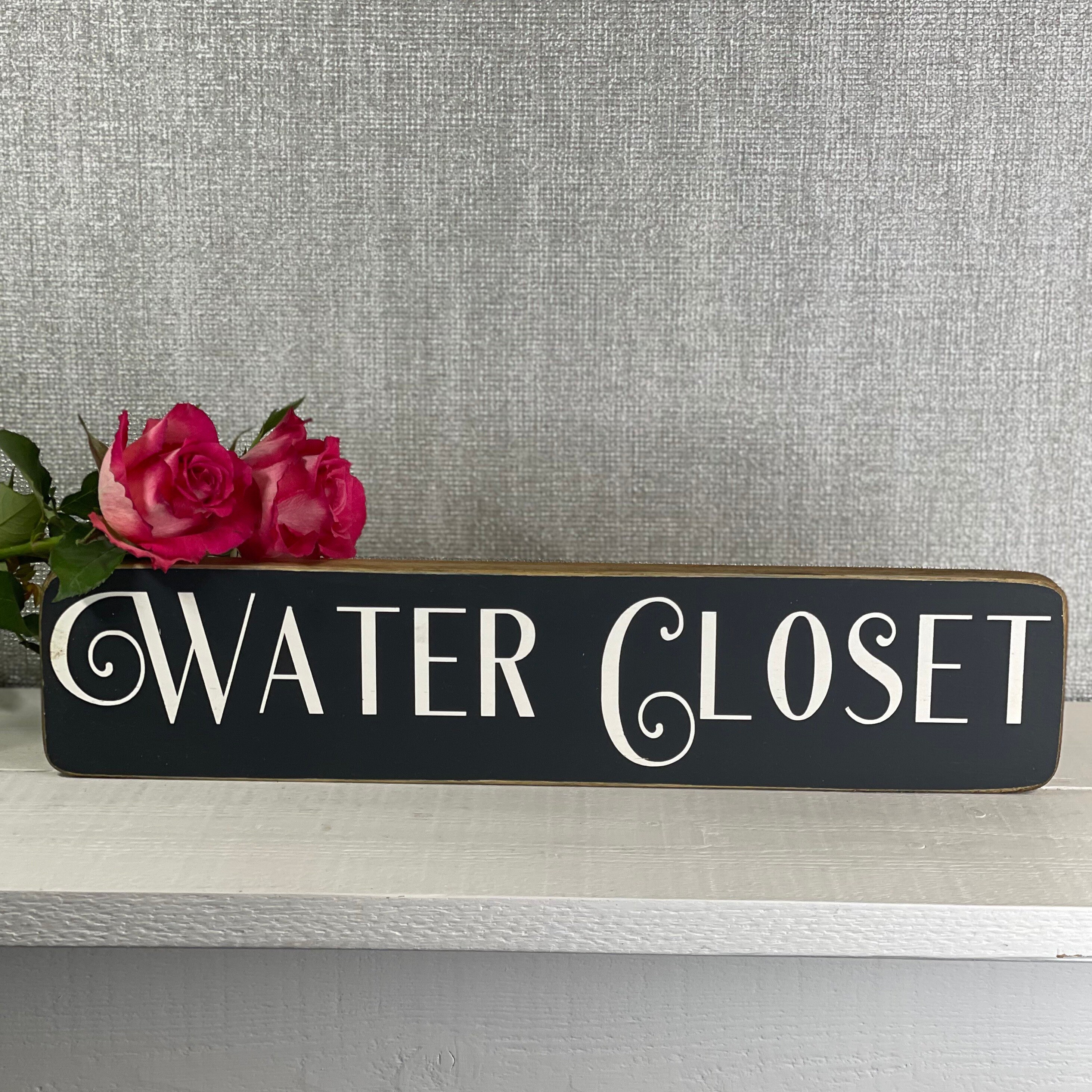 Toilet sign bathroom sign water closet sign black & White | Etsy