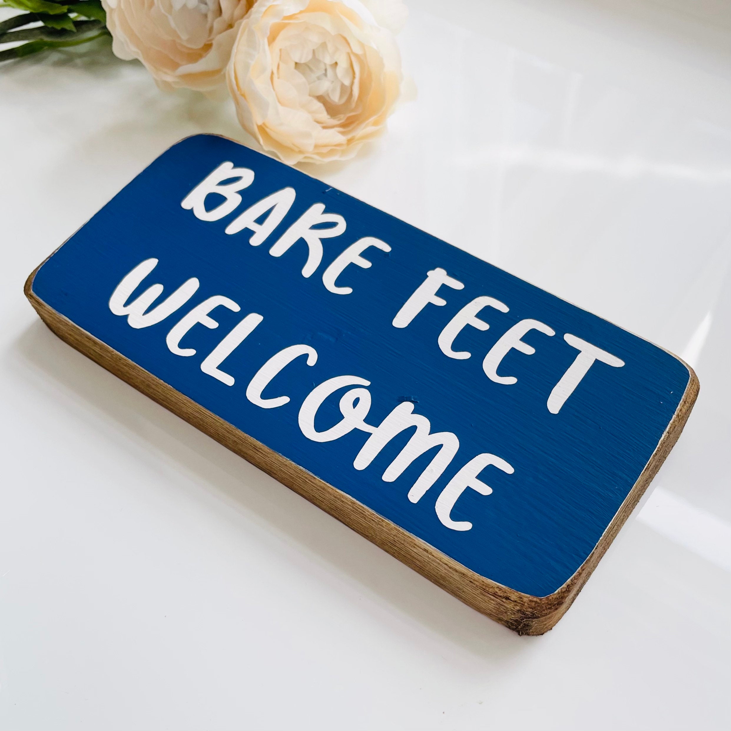 Bare Feet Welcome Sign Beach Signfamily Vintage Style Wooden | Etsy