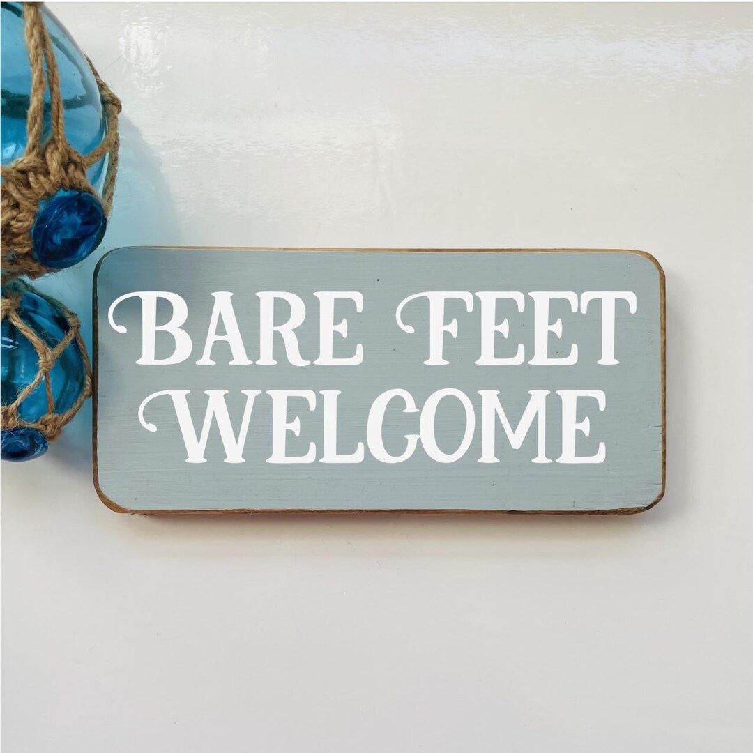 Bare Feet Welcome Sign, Beach Sign,family Vintage Style Wooden Sign ...