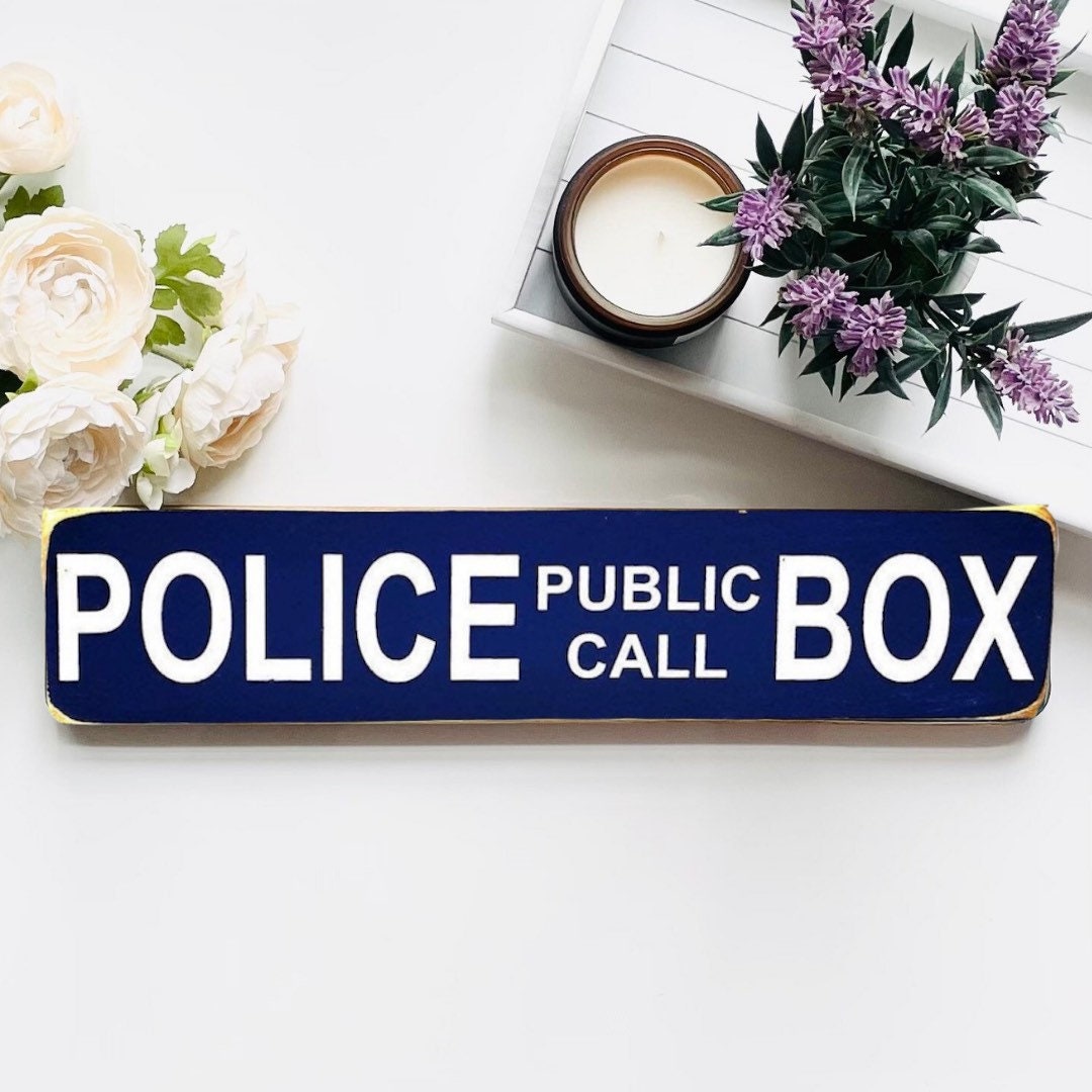 Police Public Call Box, Blue Modern Design Handmade Sign Home Décor ...