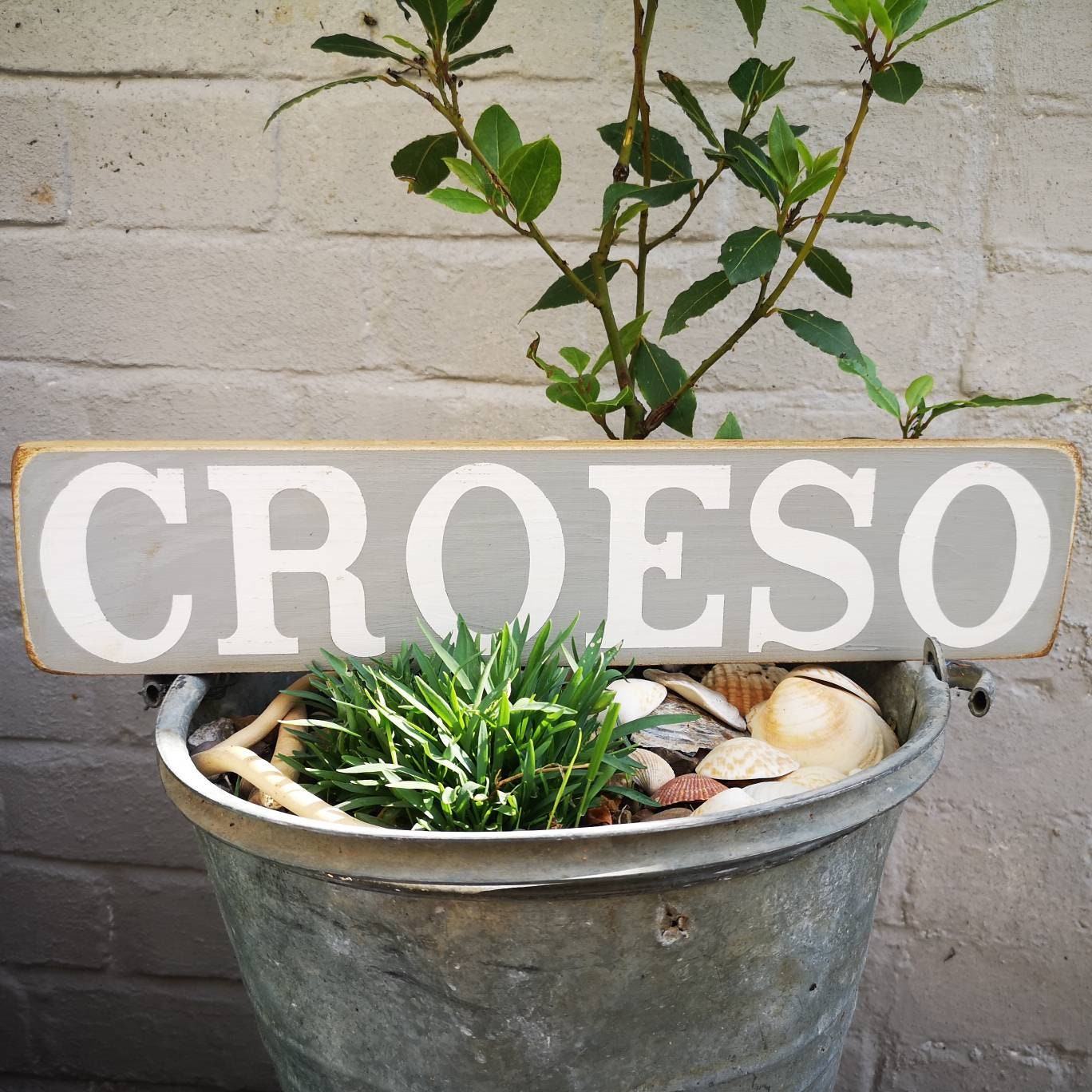 Welcome Croeso Welsh Greeting Modern Grey & White Design | Etsy