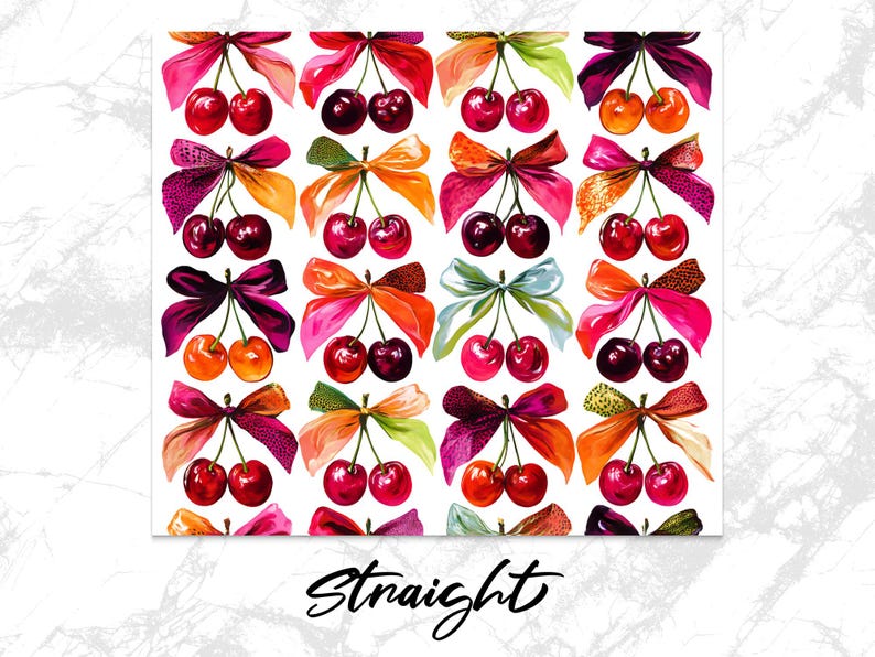 Cherry Bow Tumbler Wrap: Colorful Faux Animal Print Sublimation Design ...