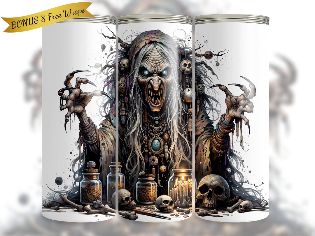 Baba Yaga Sublimation PNG, Dark Fantasy 20 Oz Wrap, Gothic Witch ...