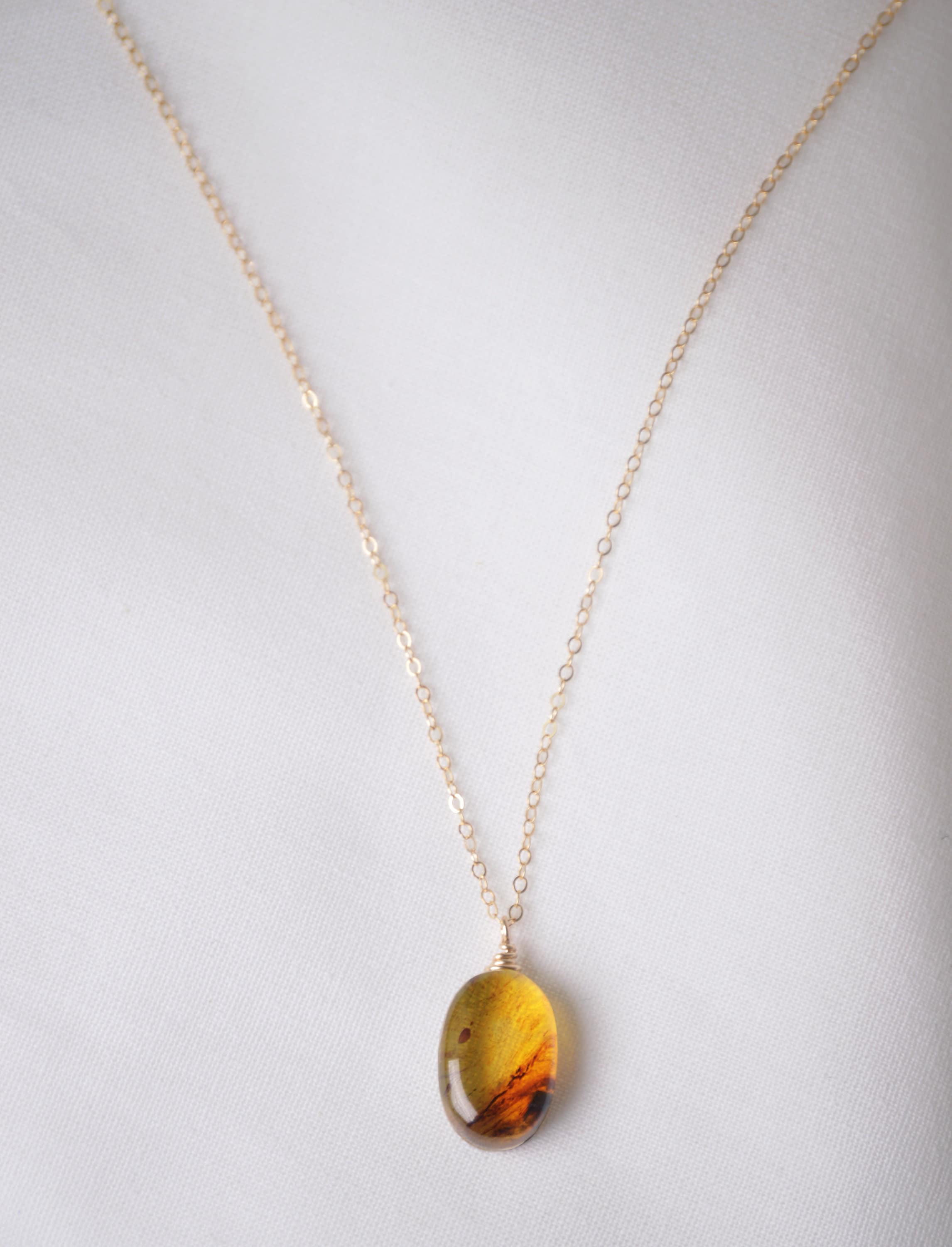 Delicate Amber Pendant Necklace for Women Filigree Jewelry | Etsy