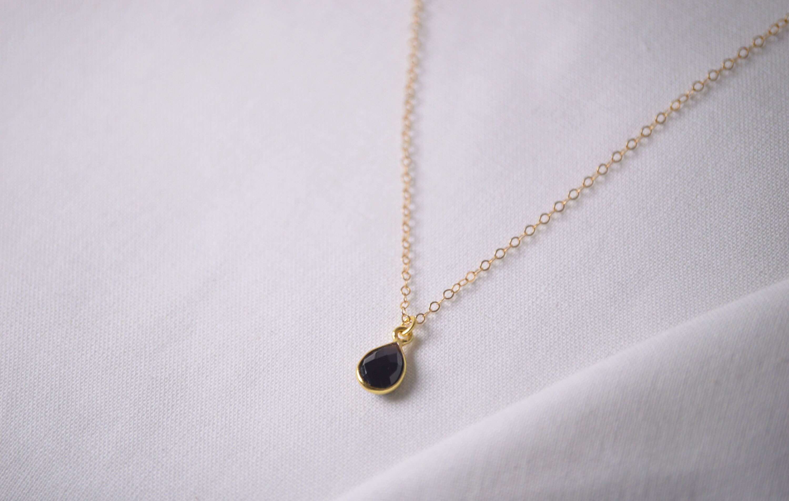 Natural Black Obsidian Necklace, Personalized Birthstone Jewelry, Tiny ...