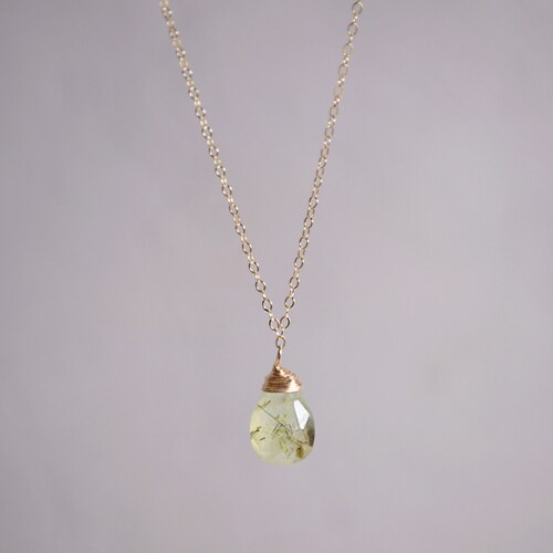 Prehnite Necklace Simple Gemstone Necklace Gold Prehnite | Etsy