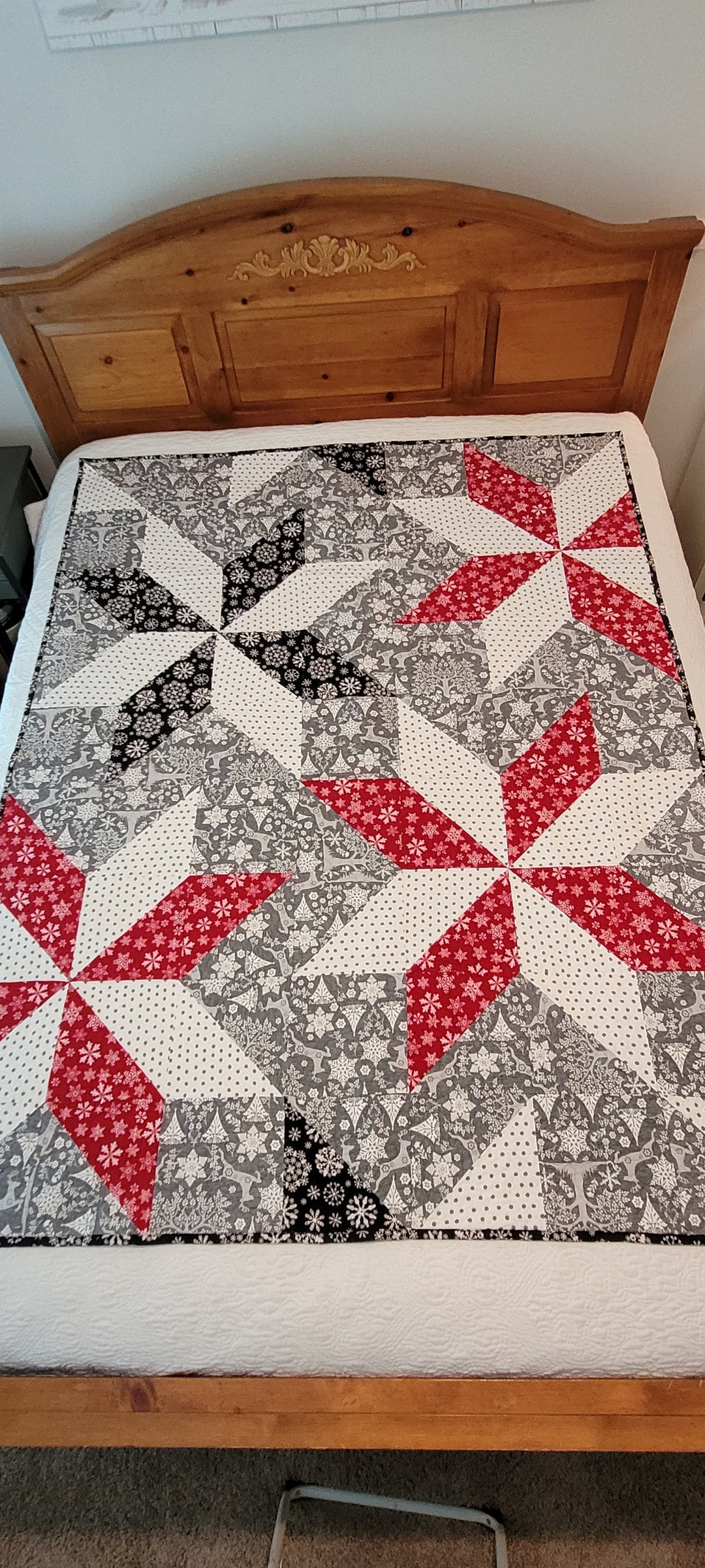 Modern Flannel Reindeer Quilt - Etsy