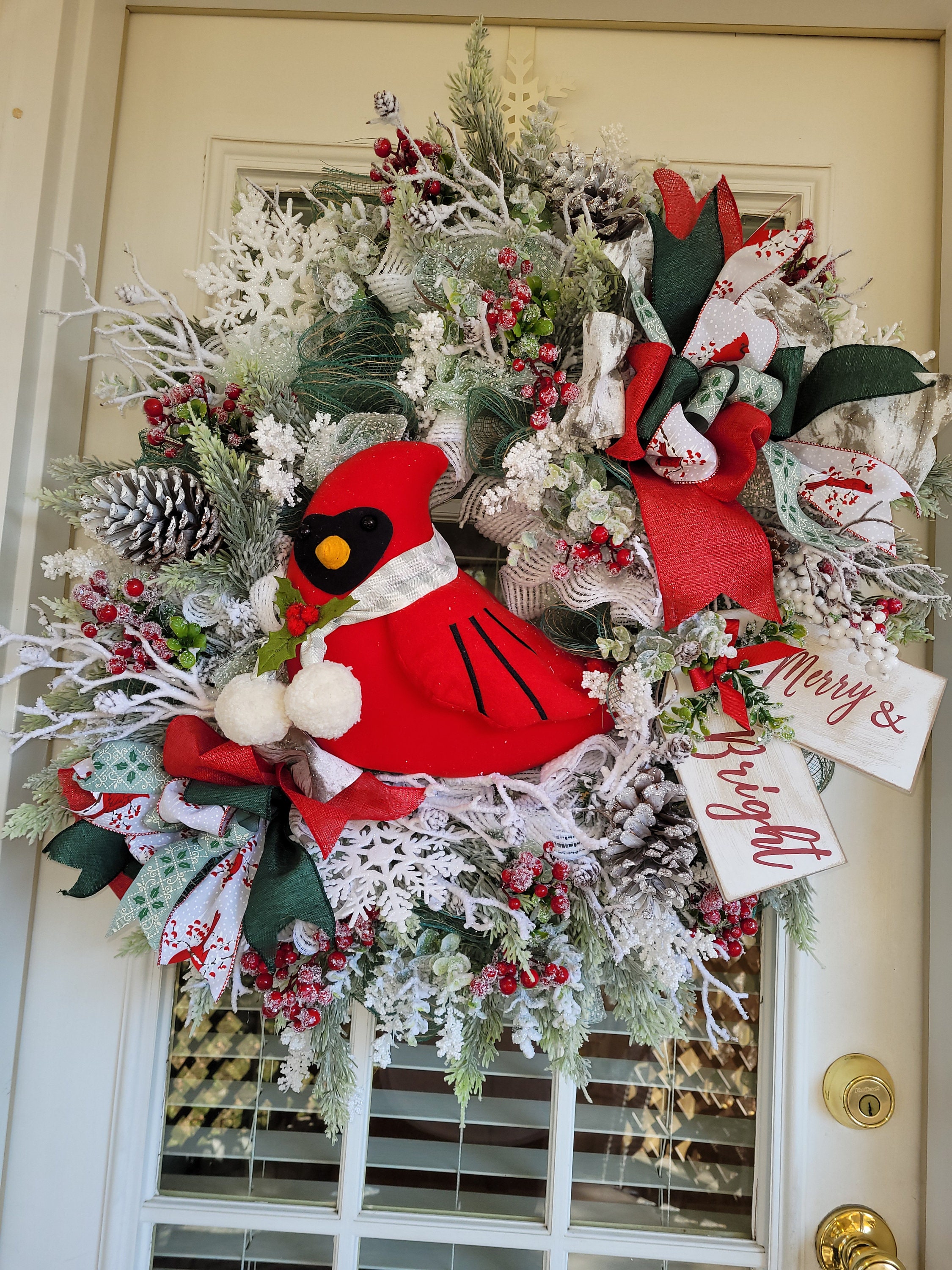 Cardinal, Cardinal Wreath, Winter Decor, Christmas, Holiday, Winter ...