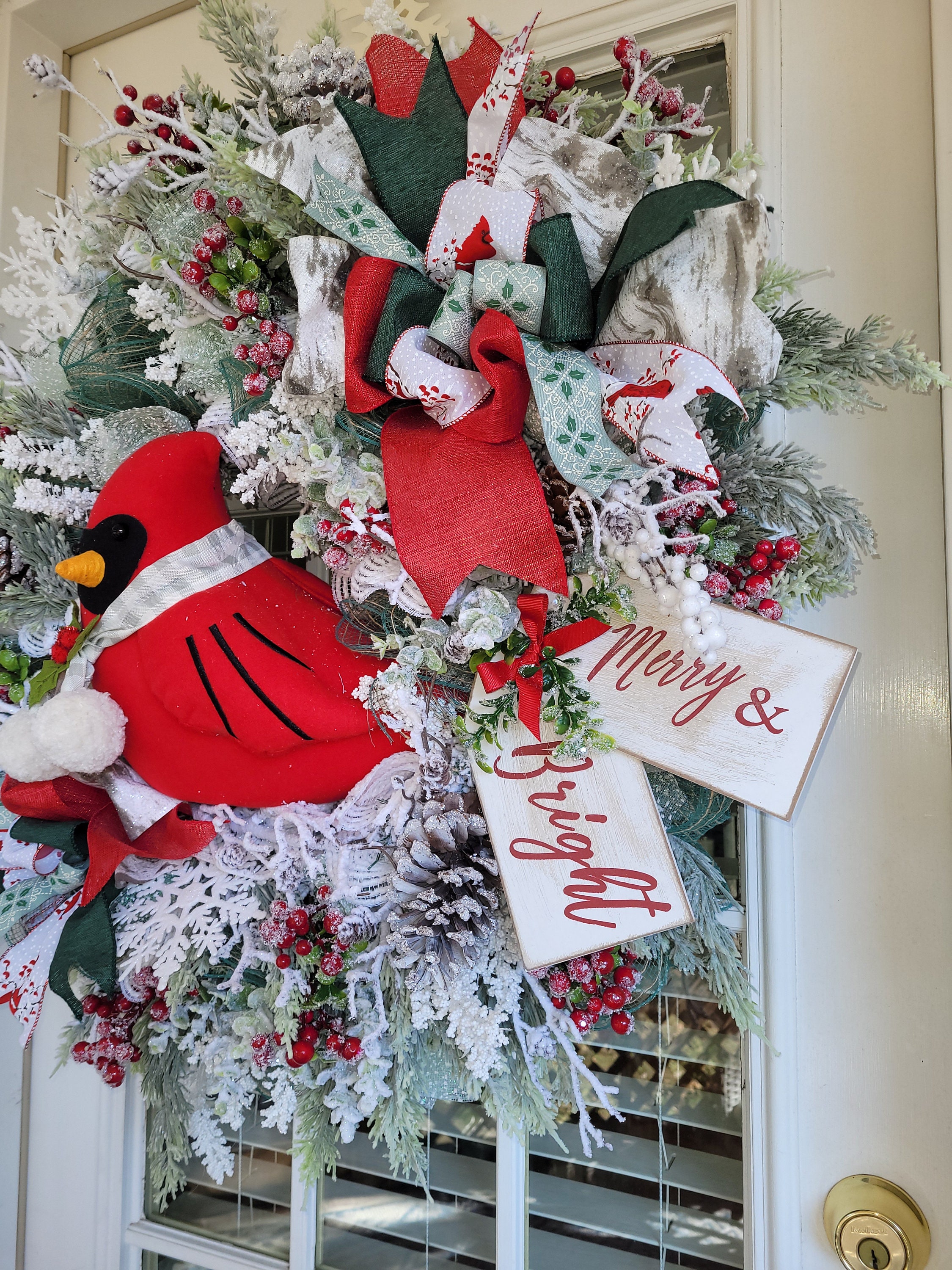 Cardinal, Cardinal Wreath, Winter Decor, Christmas, Holiday, Winter ...