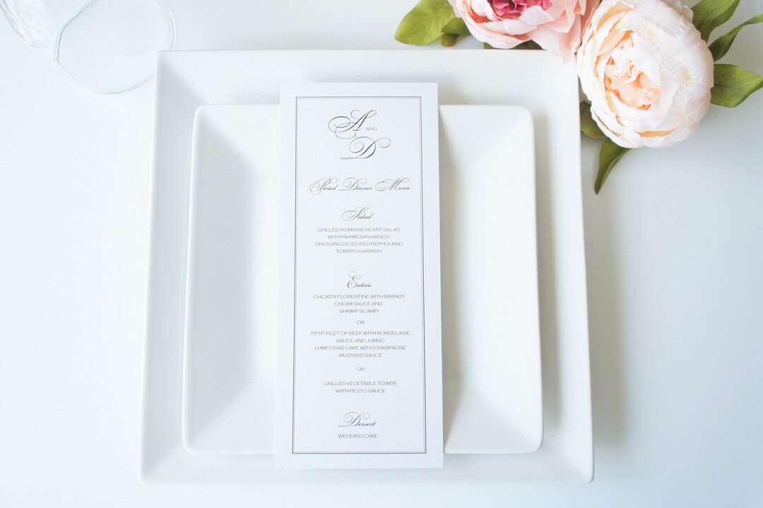 Elegant Wedding Menu Cards, Formal Dinner Menus - DEPOSIT - Etsy