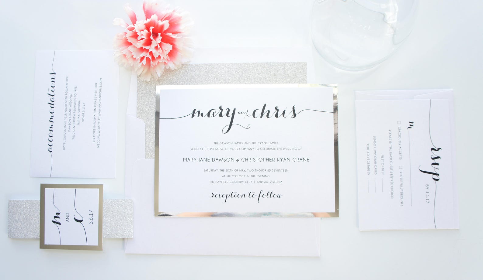 Silver Mirrored Wedding Invitation Silver Wedding - Etsy