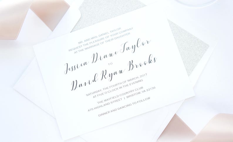 Modern Script Wedding Invitations Modern Calligraphy Wedding - Etsy