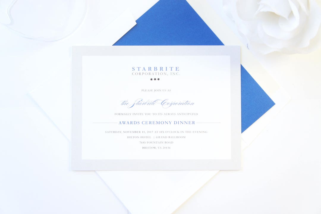 Corporate Invitation, Royal Blue, Gala Invitation, Charity Event ...