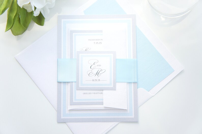 Light Blue Wedding Invitation Baby Blue Wedding Invitation | Etsy
