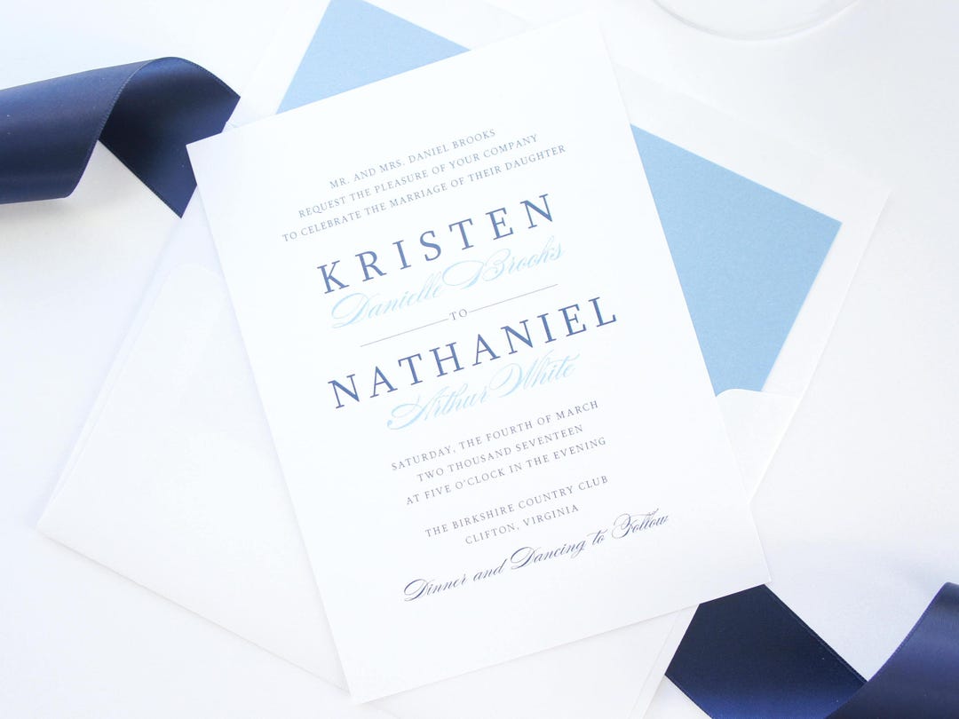 Modern Navy and Sky Blue Wedding Invitation Sample Set - Etsy