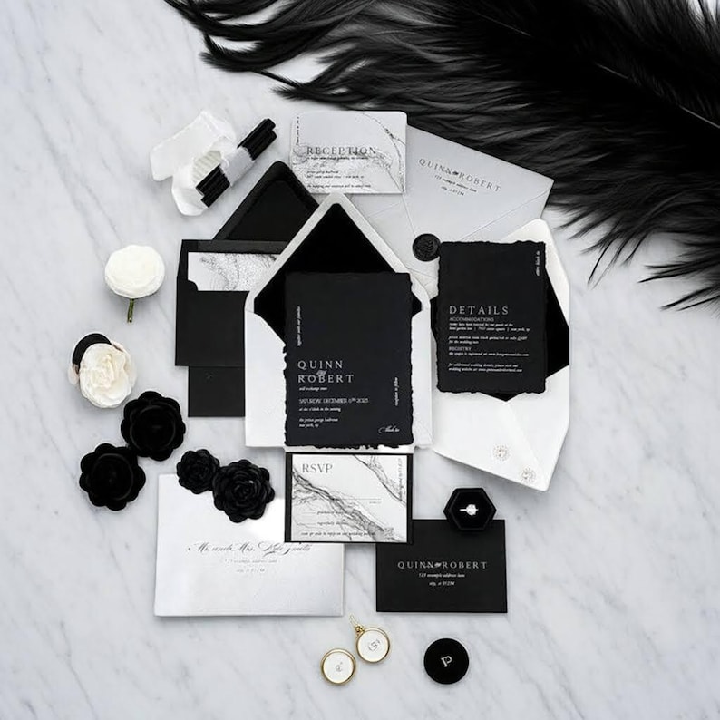 Modern White Ink Wedding Invite Sample: Invitation With Silver Accents ...