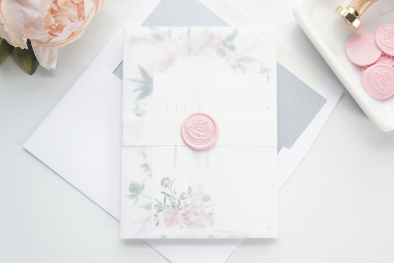 Blush and Green Floral Invitation Suite, Botanical Flower Invites ...