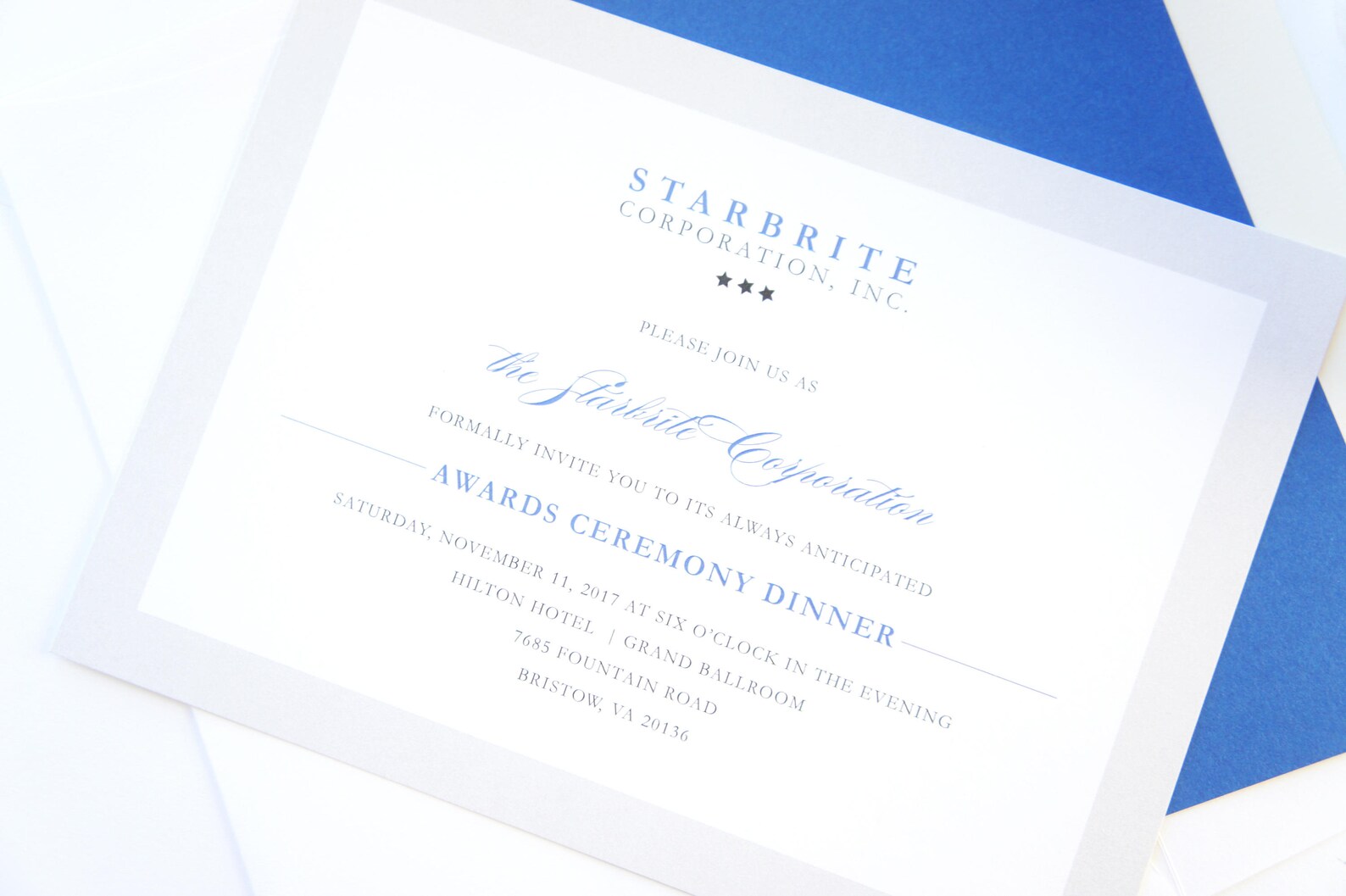 Corporate Invitation, Royal Blue, Gala Invitation, Charity Event ...