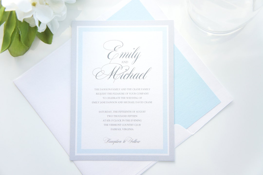 Light Blue Wedding Invitation, Baby Blue Wedding Invitation, Blue and ...